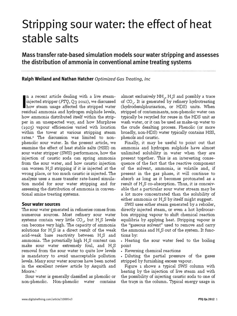 Sws Effect of Heat Stable Salts | PDF