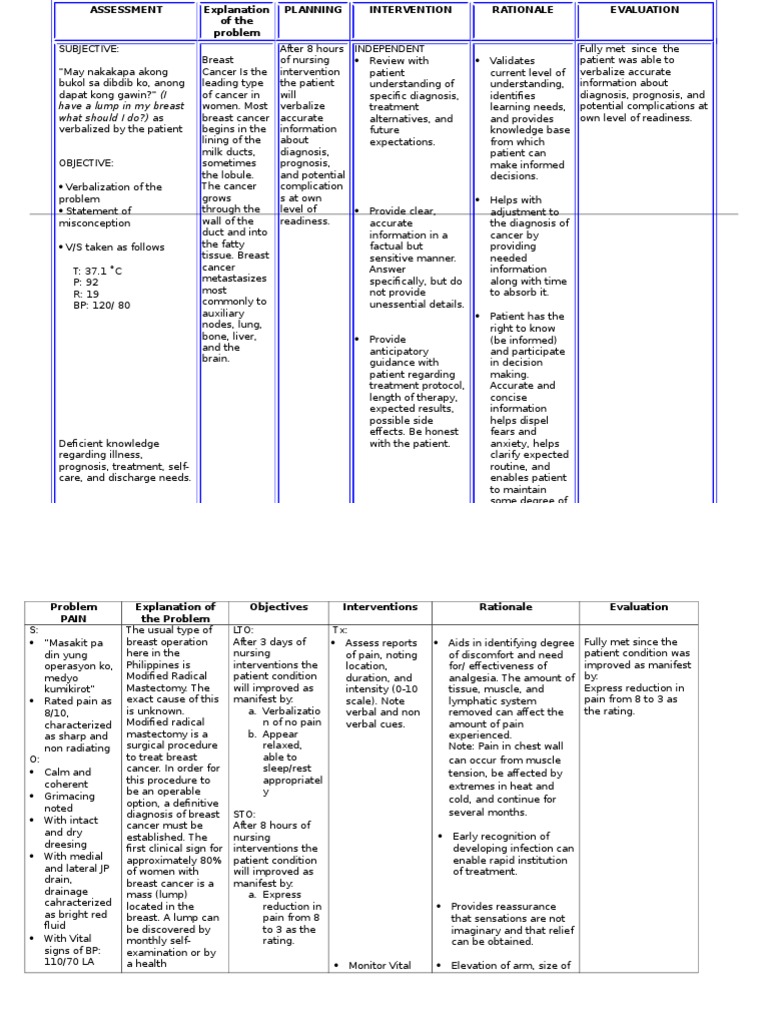19696039 Nursingcrib Com NURSING CARE PLAN Breast Cancer (1) | Breast ...