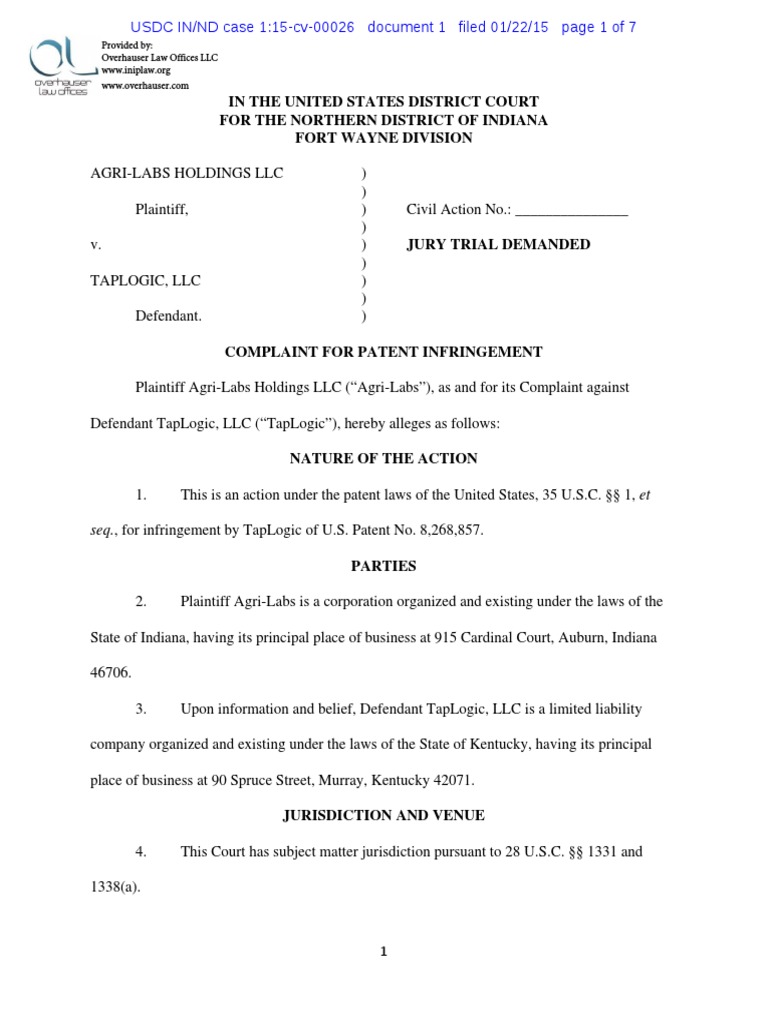 Complaint | PDF | Patent Infringement | Complaint
