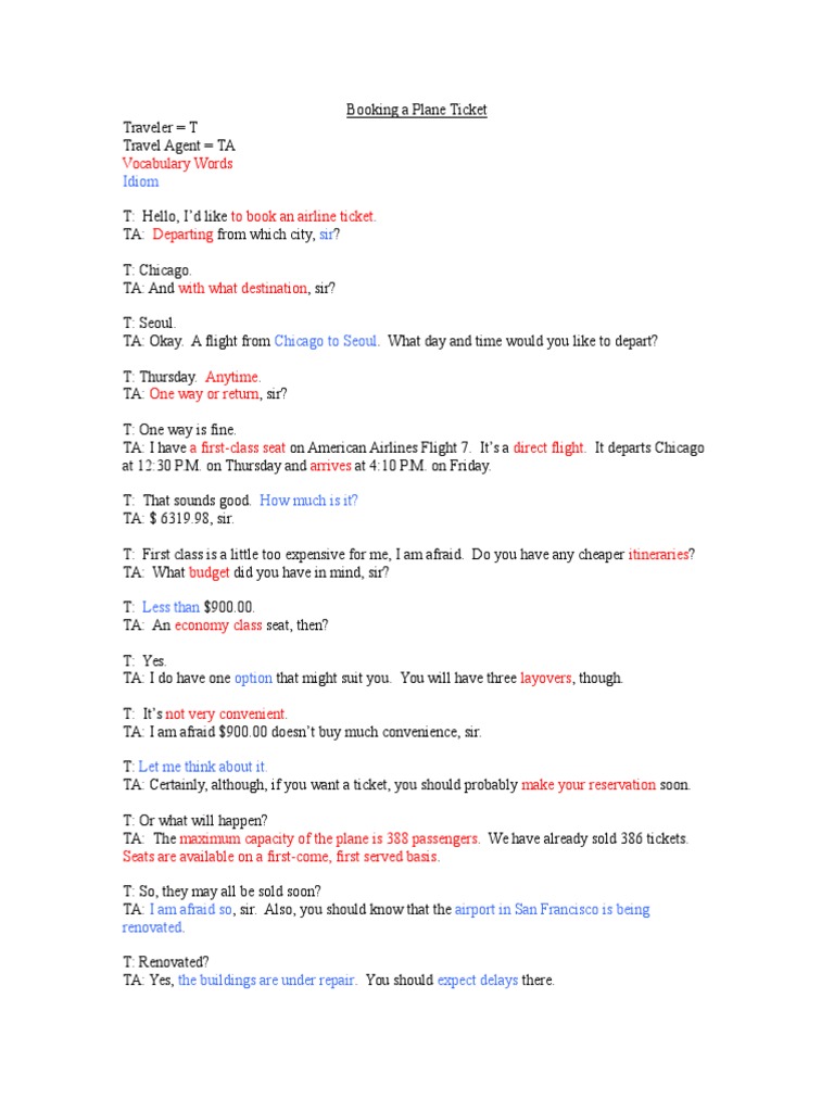 Airplane Travel Dialogue | PDF | Financial Transaction | Fee