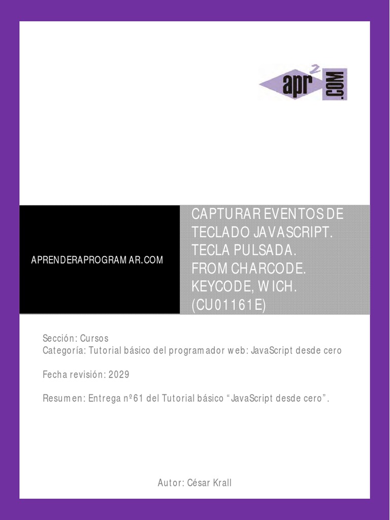 Capturar Eventos Teclado JavaScript | PDF | Script Java | HTML