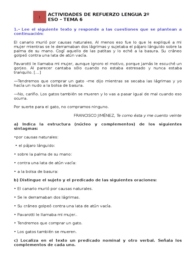 Repaso Lengua 2 Eso | PDF