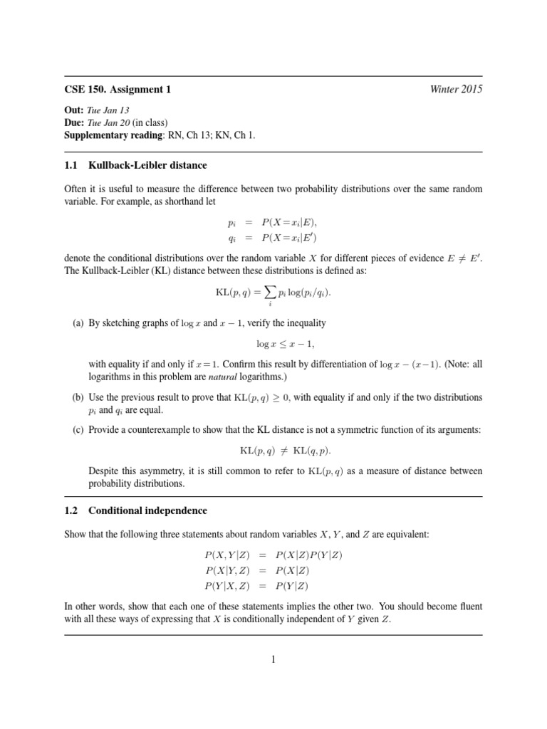 Cse 150 HW1 | PDF | Logarithm | Probability