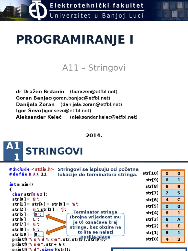 Programiranje C Stringovi | PDF