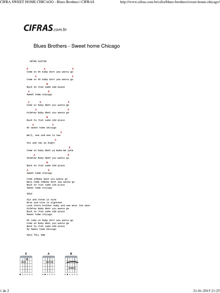 Sweet Home Chicago - Blues Brothers | PDF | Blues