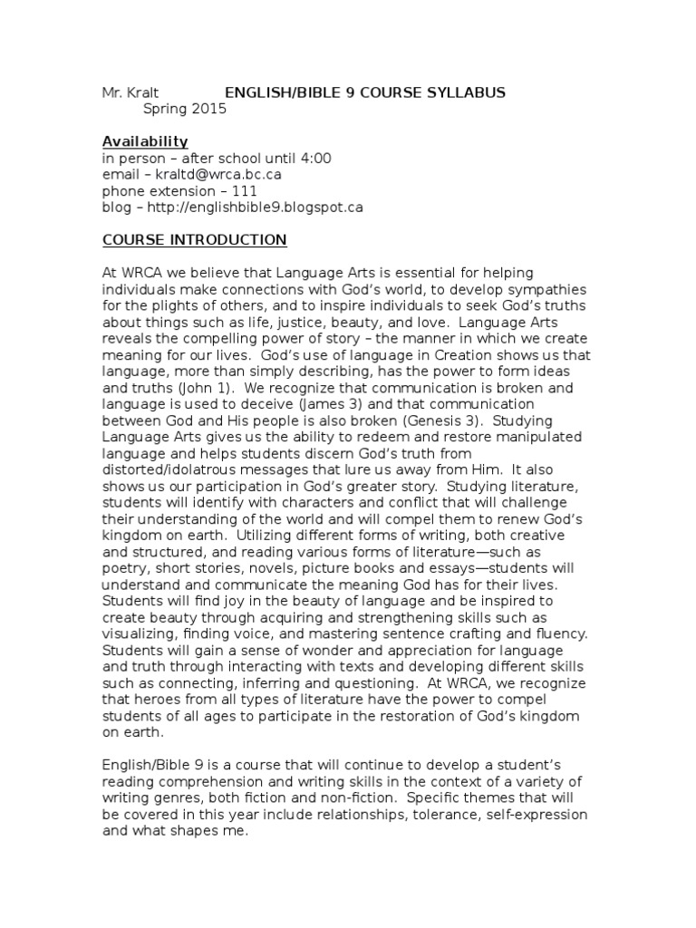 English Bible 9 Course Outline 2015 | Download Free PDF | Test ...