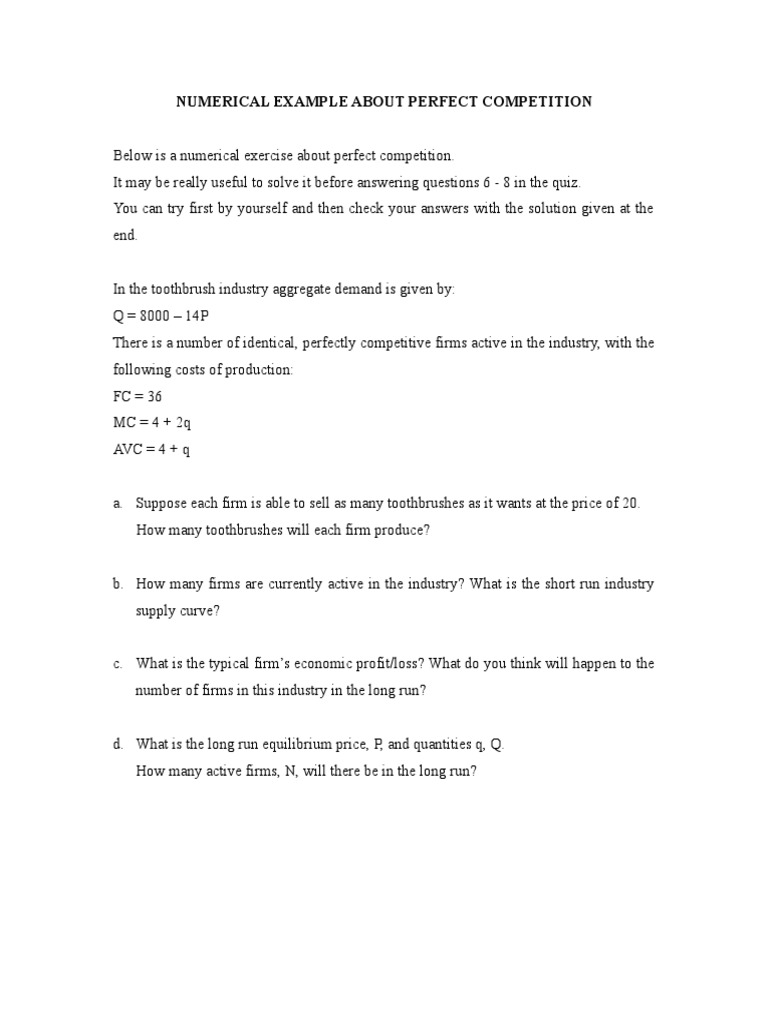 Example Perfect Competition | PDF | Perfect Competition | Profit ...