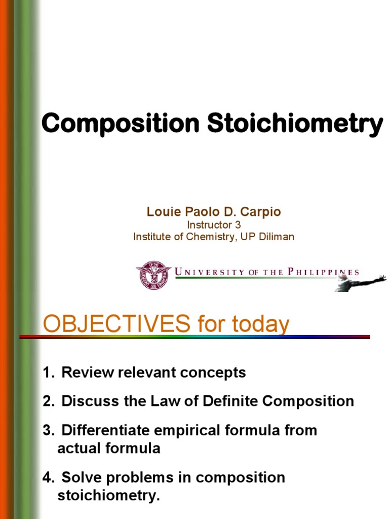 5th Day Composition Stoichiometry | PDF | Mole (Unit) | Chemical Compounds