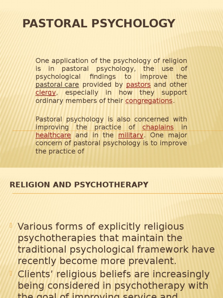 Pastoral Psychology: Pastors Clergy Congregations | PDF | Psychotherapy ...
