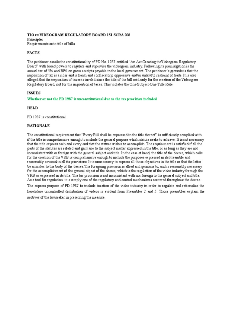 Tio Vs Videogram Regulatory Board | PDF