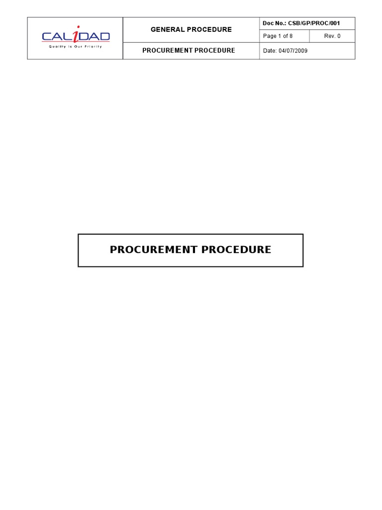 Material Procurement Procedure | PDF | Specification (Technical Standard) | Procurement