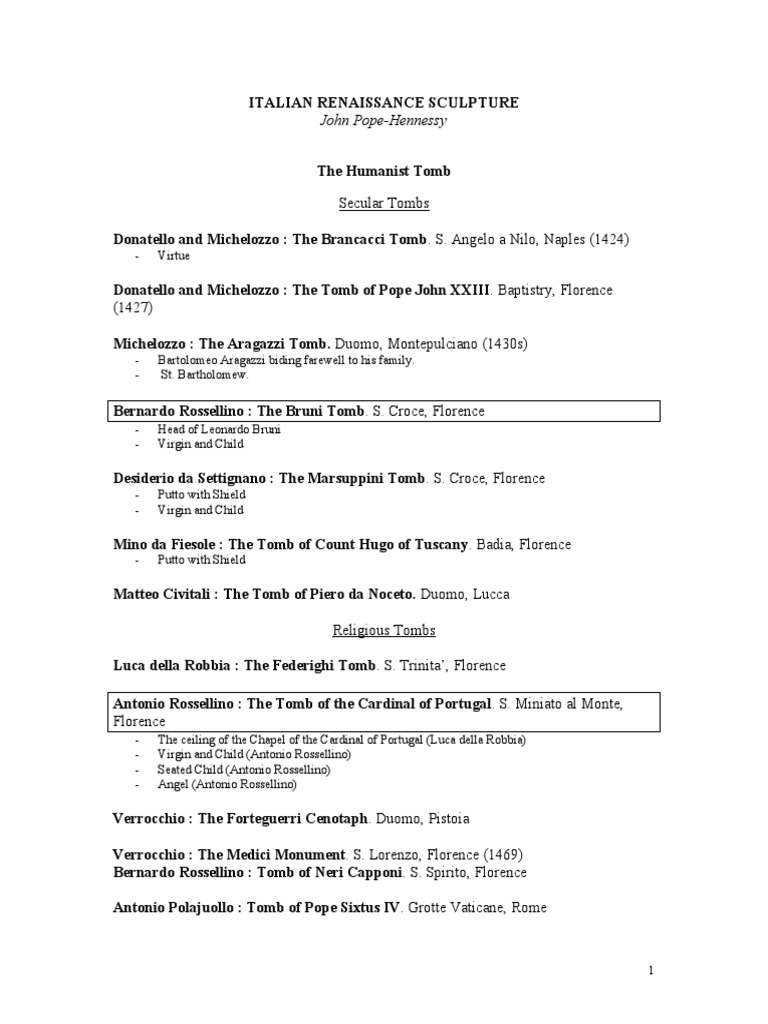 A) Italian Renaissance Sculpture | PDF | Florence | Sculpture