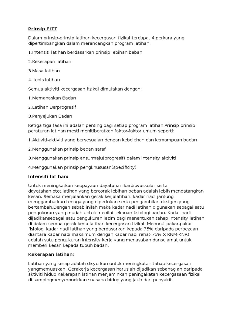 Program FITT | PDF | Kesehatan Holistik
