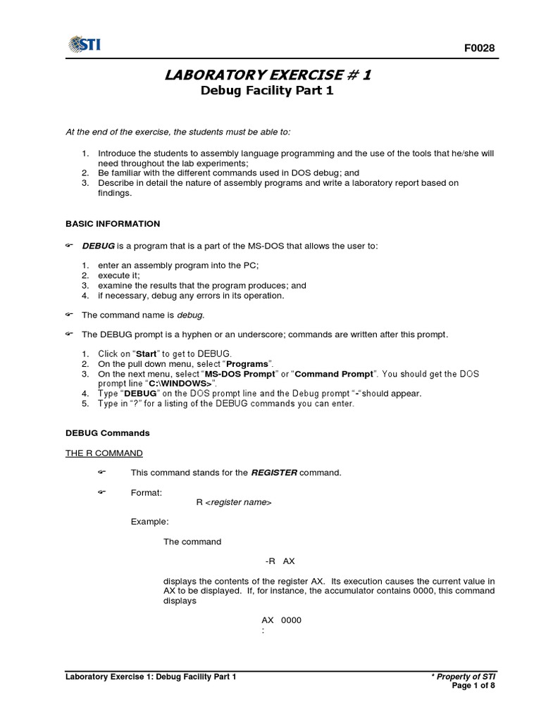MS-DOS Debug Commands Guide | PDF | Command Line Interface | Computer Data Storage