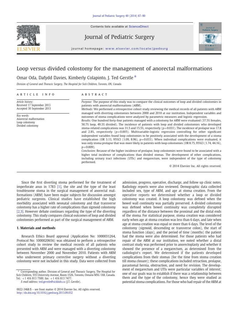Loop Versus Divided Colostomy For The Management of Anorectal ...