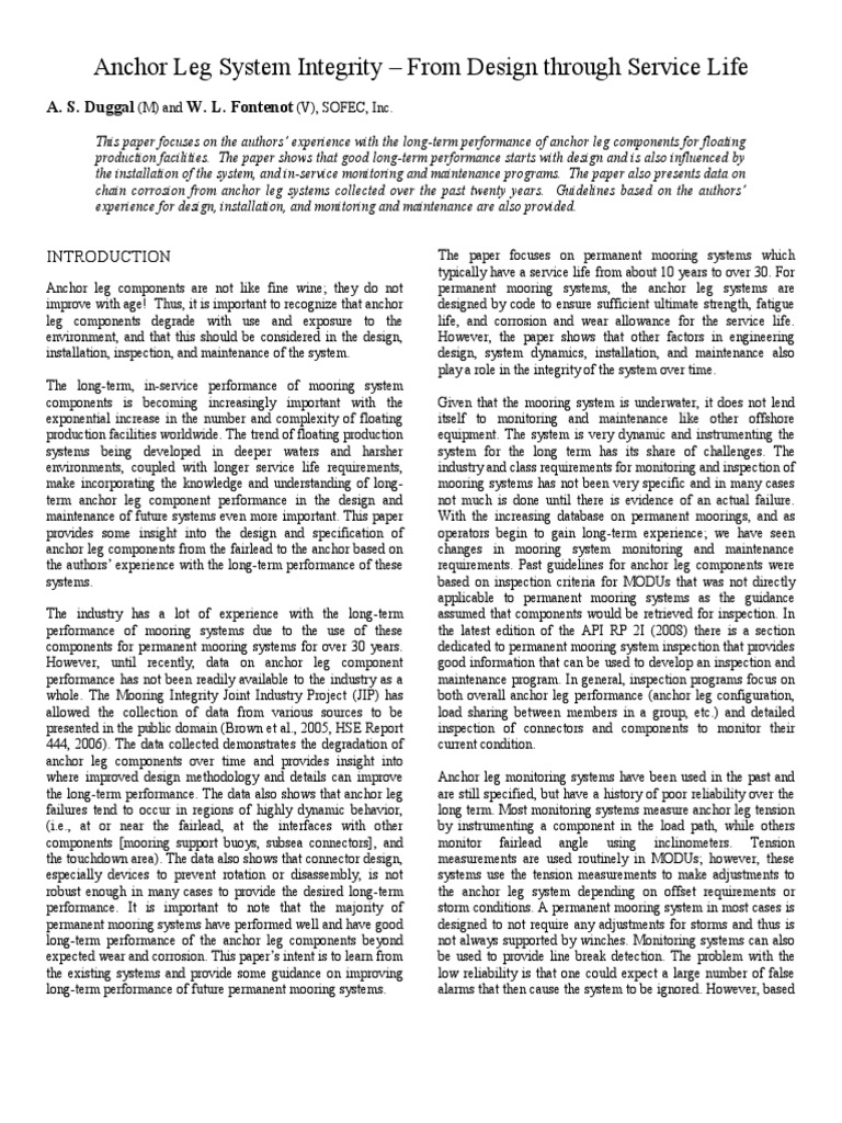 Anchor Leg System Integrity Guidelines | PDF | Rope | Wire