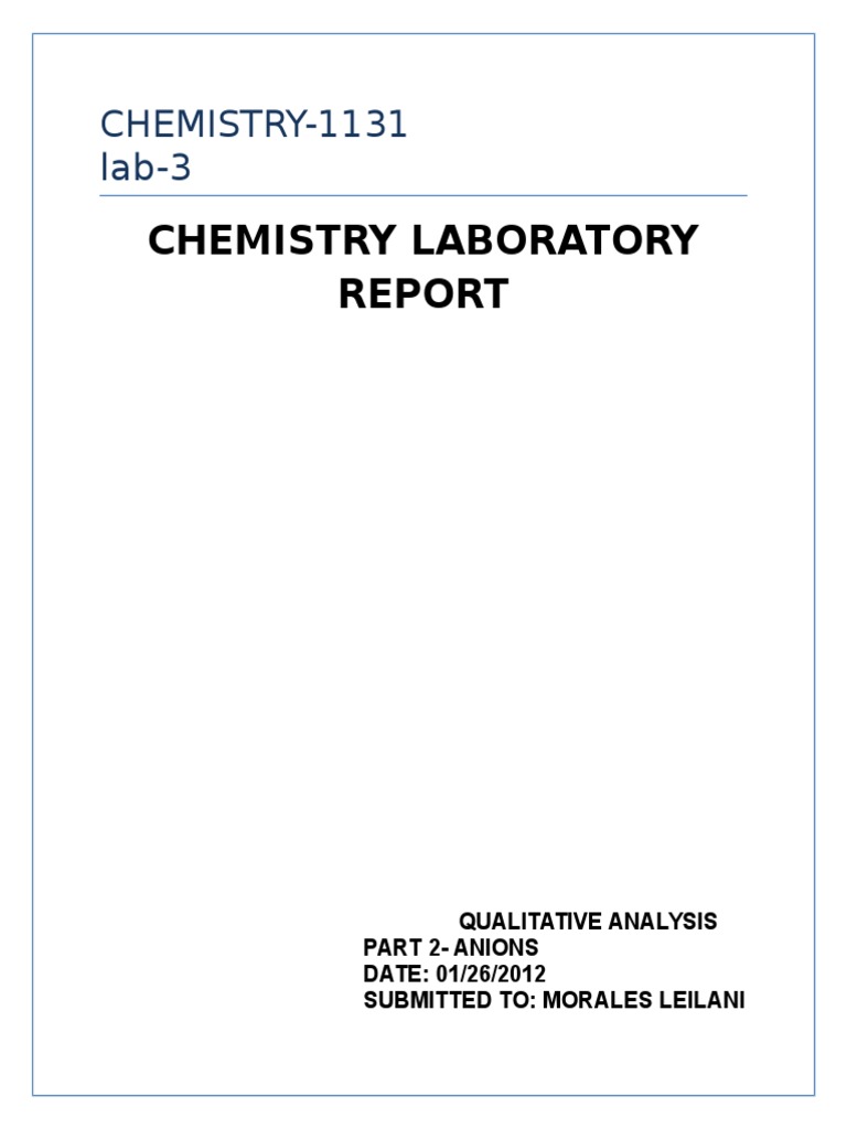 Chem Lab Report | PDF | Ion | Precipitation (Chemistry)