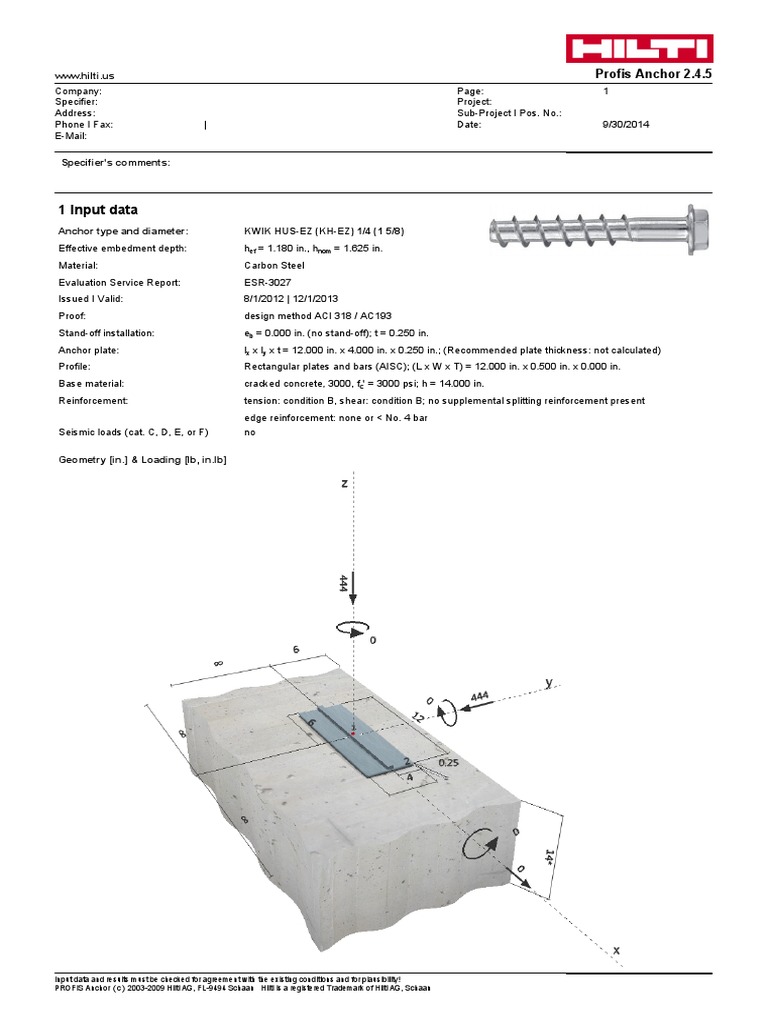 SAMPLE HILTI Solution | PDF | Structural Steel | Strength Of Materials