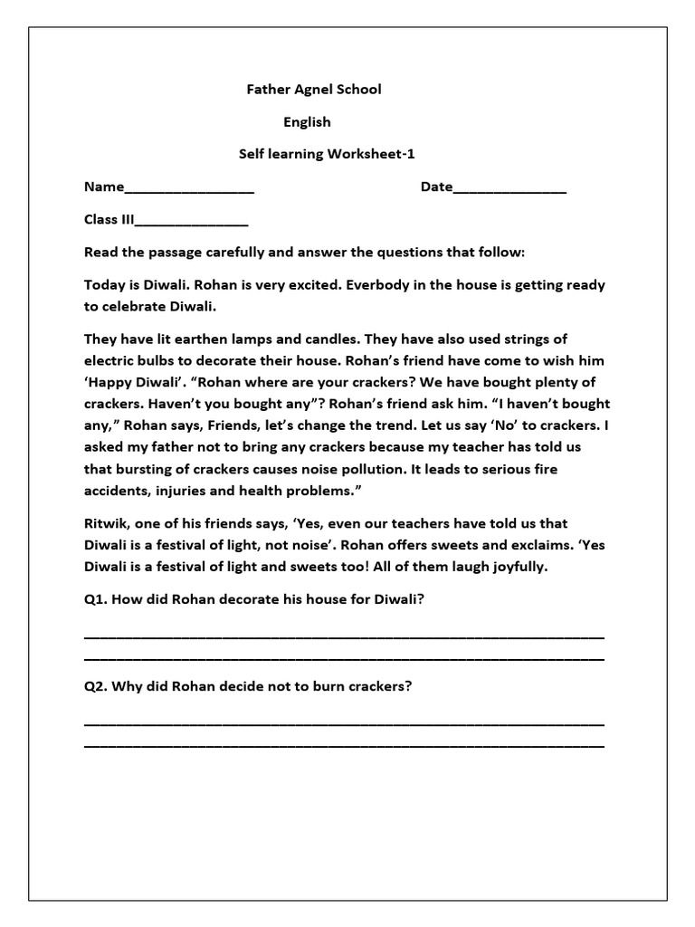 Winter Holiday Homework Class 3 Practice Worksheet PDF | Download Free ...