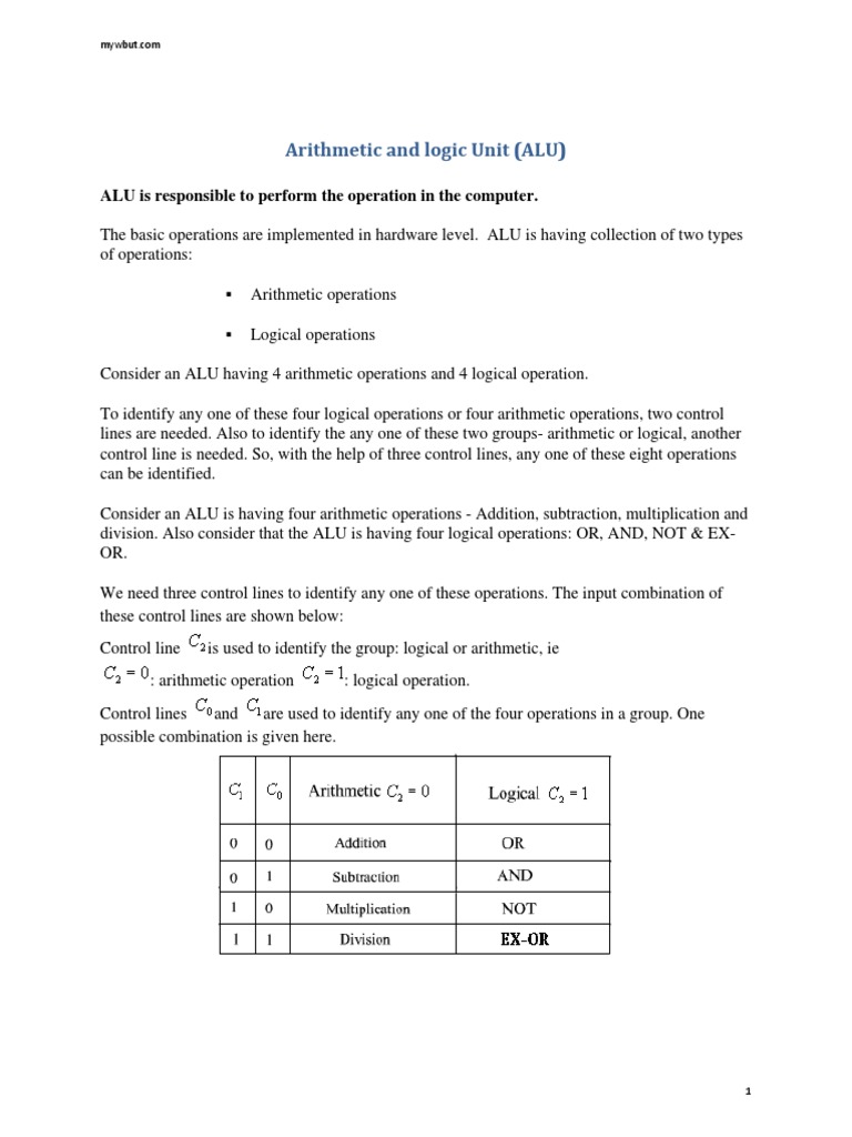 ALU Operations and Circuit Design | PDF | Logic Gate | Theoretical ...