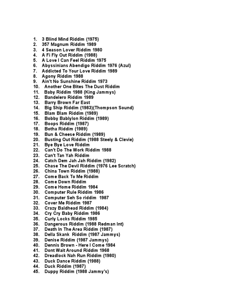 Old Riddims Reggae | PDF | Reggae | Jamaican Music