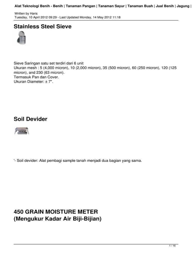 Alat Teknologi Benih PDF | PDF | Wheat | Agriculture