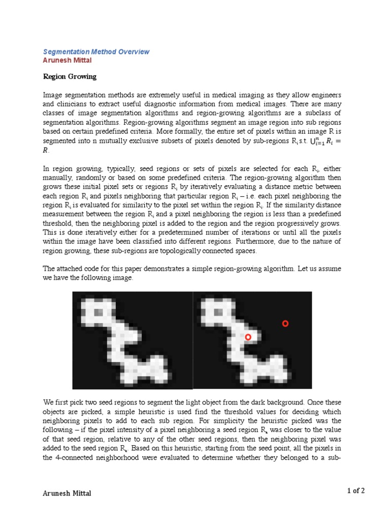 Region Growing Algorithm | PDF | Image Segmentation | Mathematical Concepts