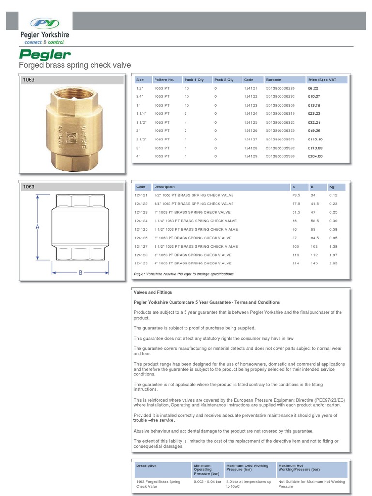 1063 Forged Brass Spring Check Valve | PDF | Valve | Pipe (Fluid Conveyance)