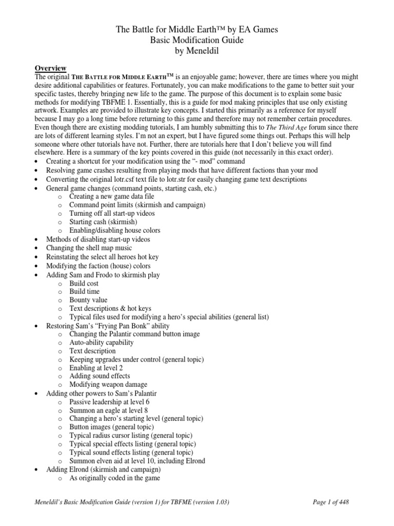 BFME Basic Modding Guide | PDF | Computer File | Computing