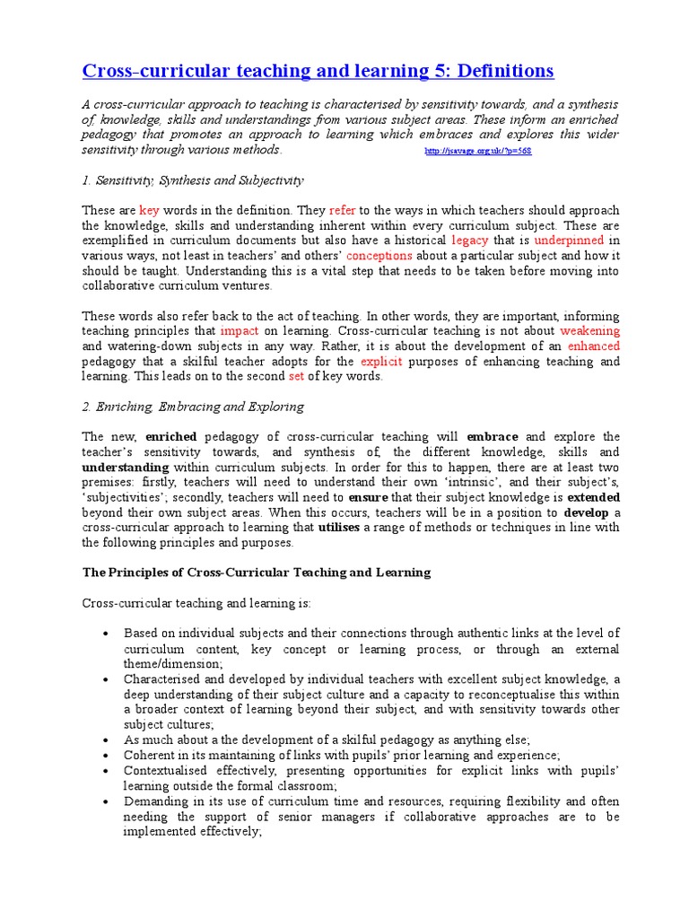 Cross-Curricular Teaching Guide | PDF | Curriculum | Teaching