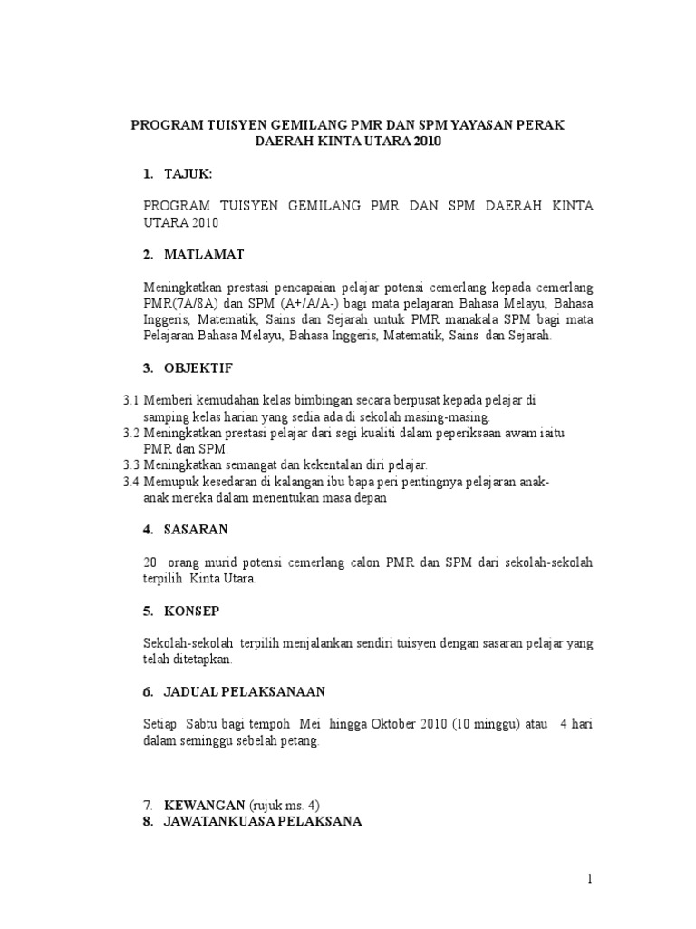 Kertas Kerja Tuisyen | PDF