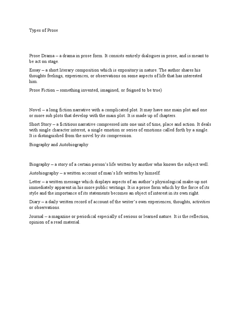 Types of Prose | Download Free PDF | Lyric Poetry | Poetry