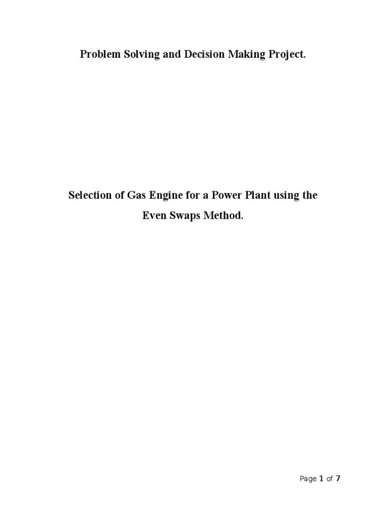 Selection of Gas Engine For A Power Plant Using The Even Swaps Method ...