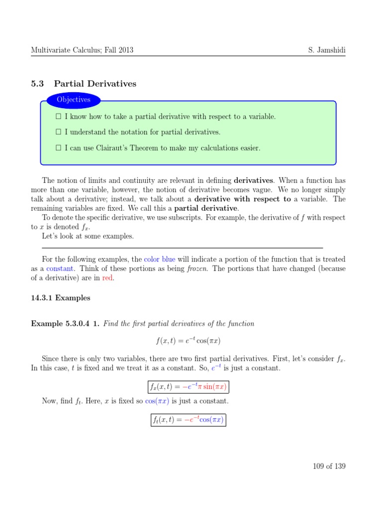 Partial Derivatives | PDF | Polynomial | Derivative