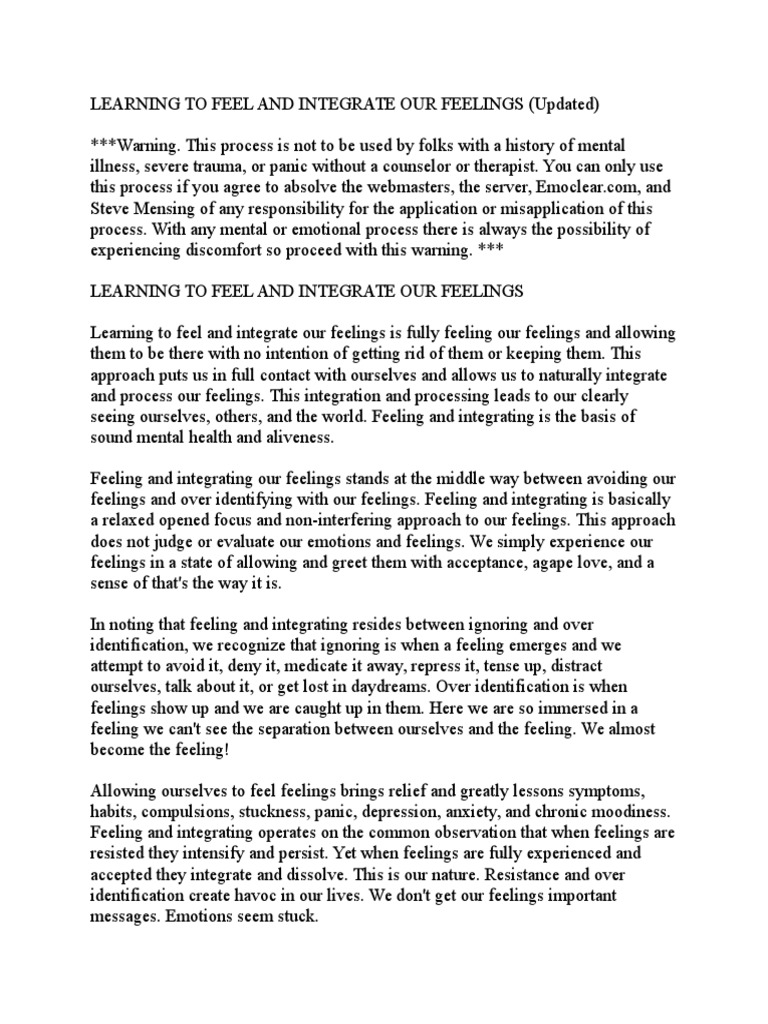 Cap 1 Learning To Feel and Integrate Our Feelings | PDF | Feeling | Senses