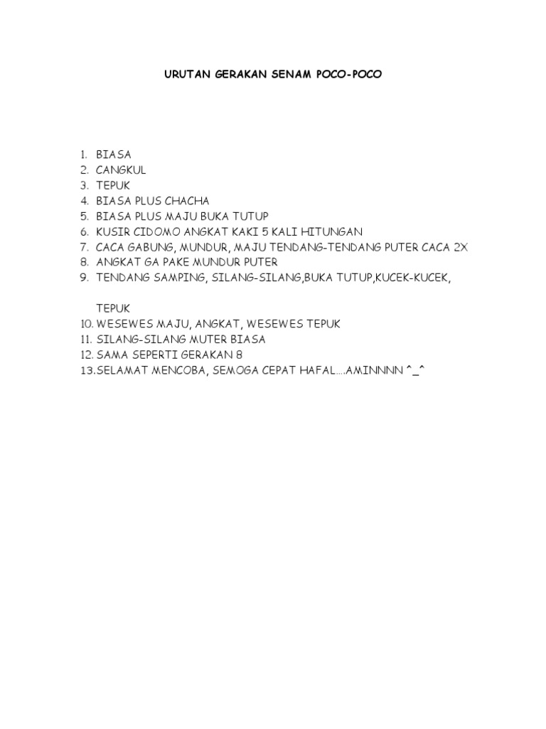 Gerakan Senam Poco-Poco Lengkap | PDF