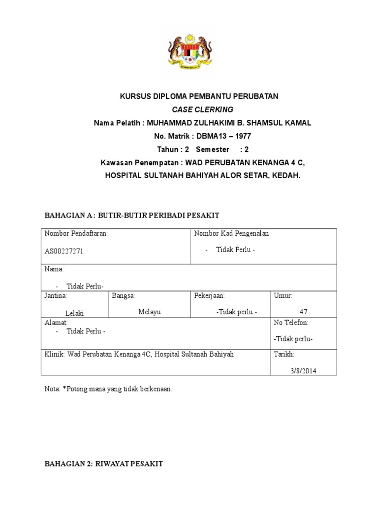 Case Clerking Medical 4C | PDF | Sains & Matematika