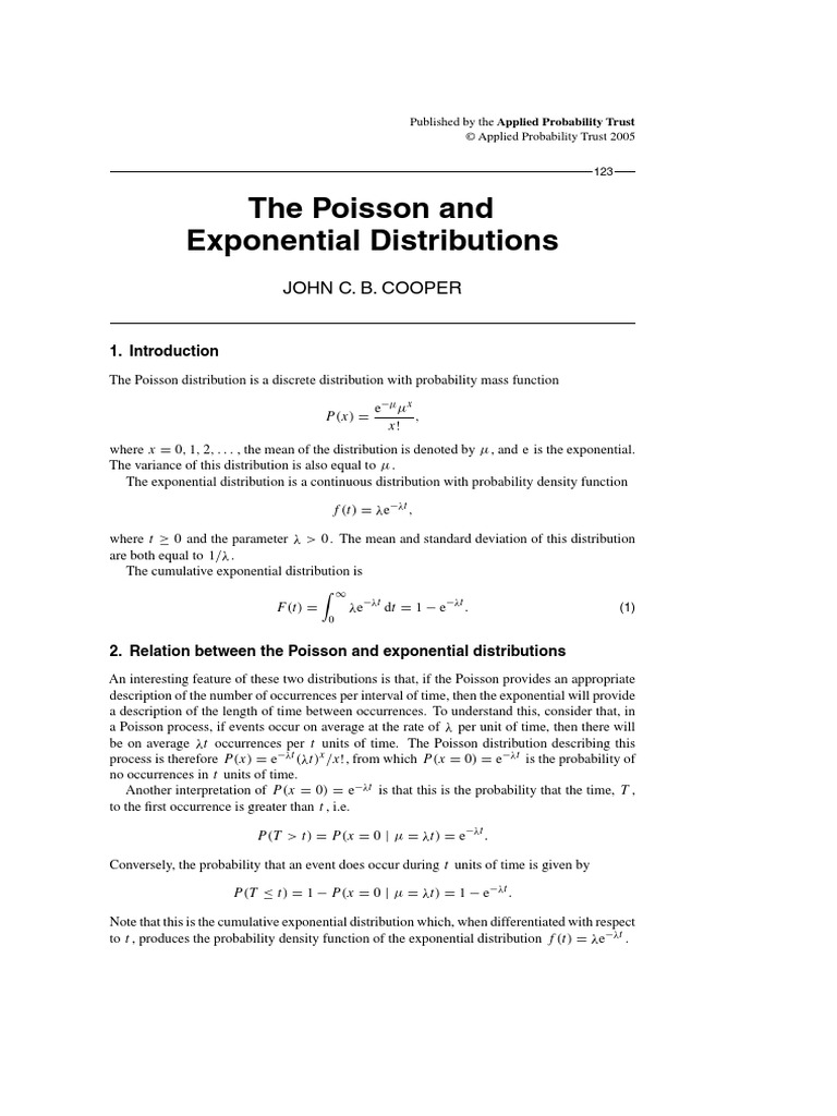 The Poisson and Exponential Distributions | PDF