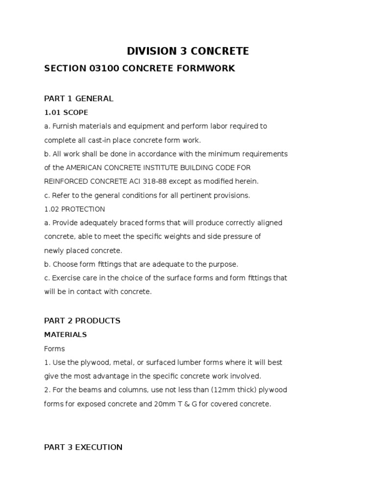 Division 3 Specs Writting | PDF | Concrete | Building