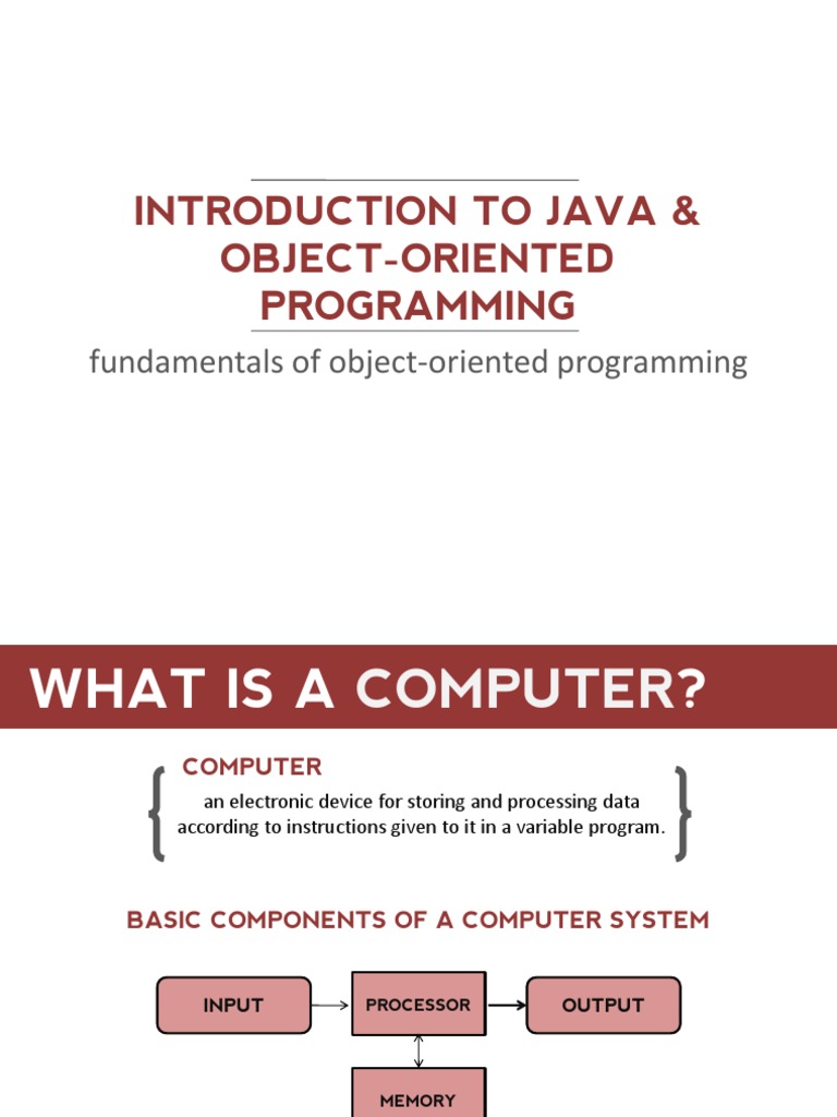 1 Introduction To Java And Object Oriented Programming