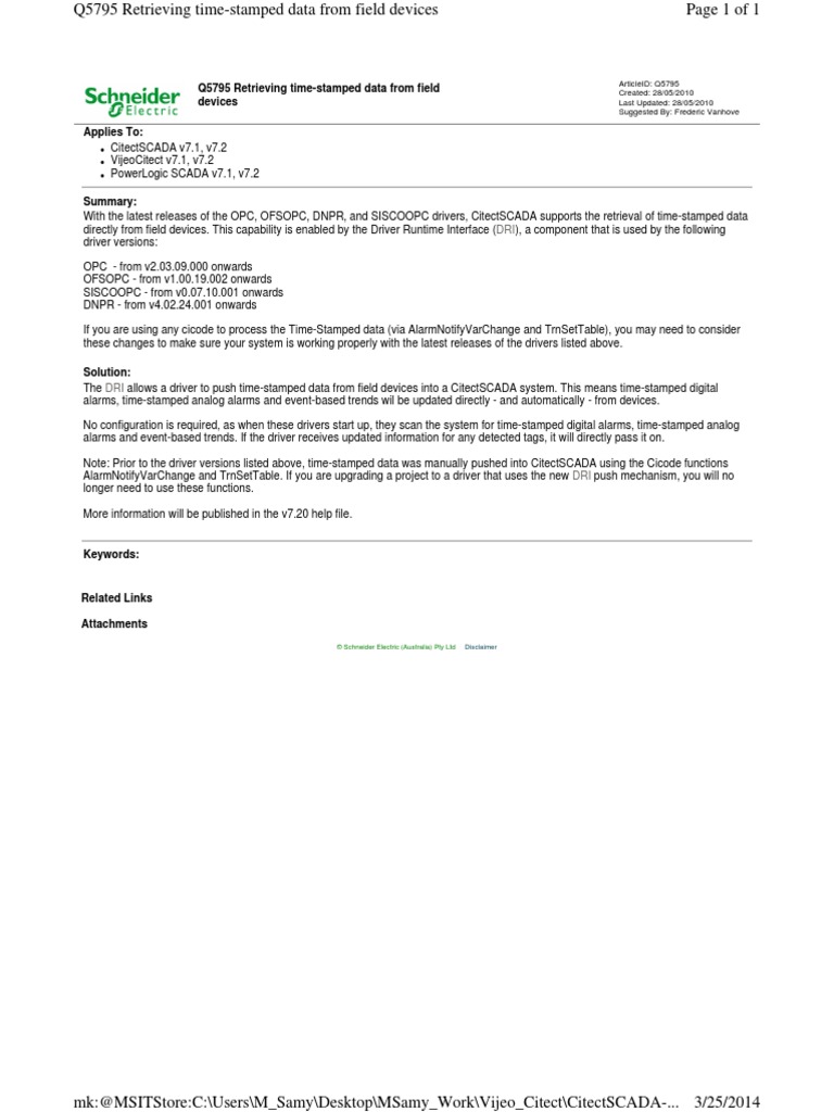 Time Stamped Alarms in Citect | PDF | Device Driver | Scada