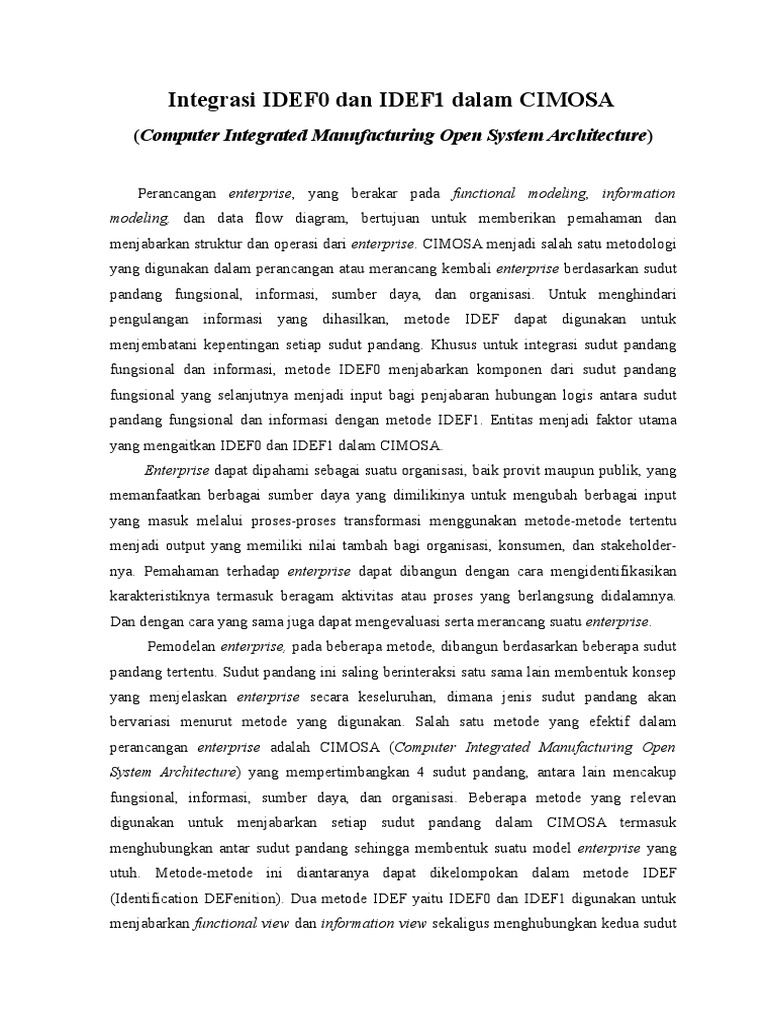 CIMOSA | PDF | Bisnis | Komputer