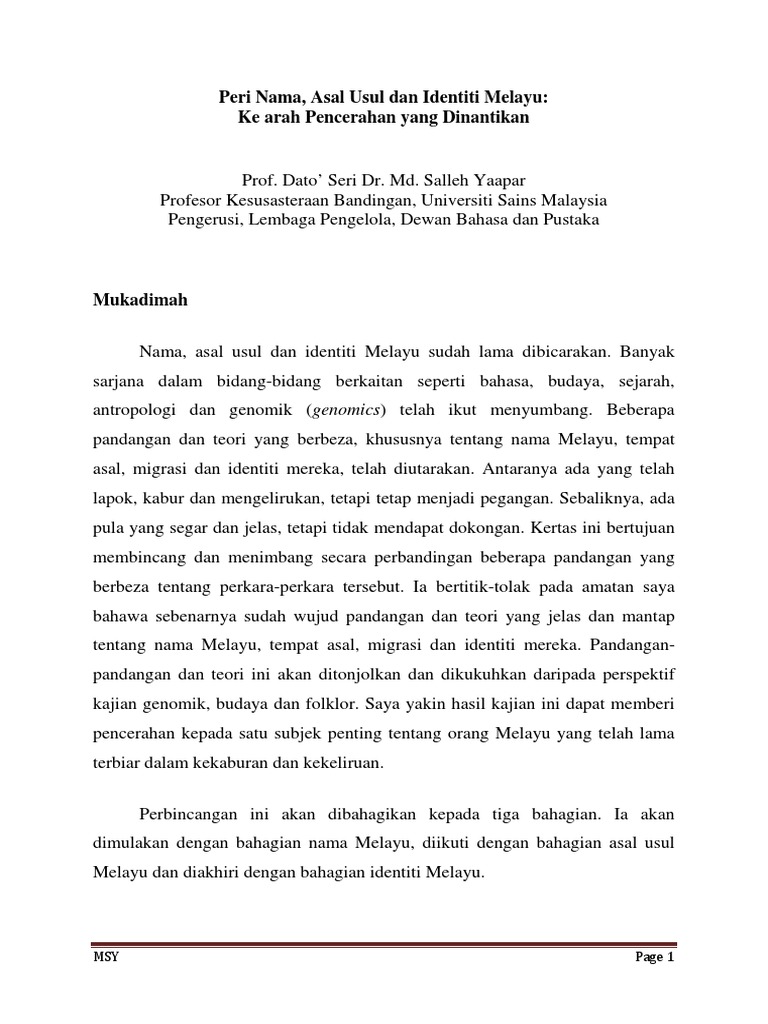 Asal Usul dan Identiti Bangsa Melayu | PDF | Agama & Spiritualitas