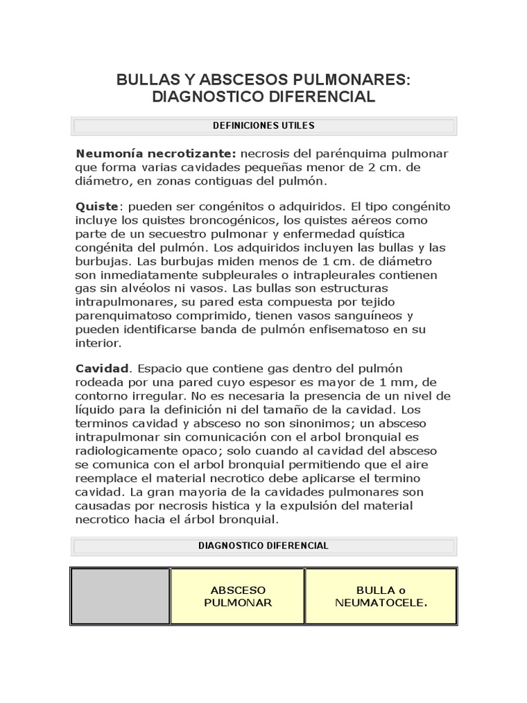 Diagnóstico de Abscesos Pulmonares | PDF | Pulmón | Neumonía