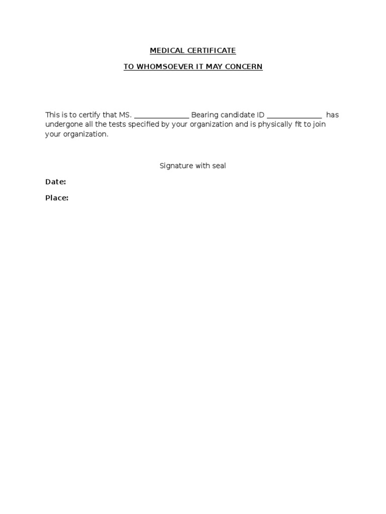 Letter of Medical Certificate | PDF | Business | Finance & Money Management