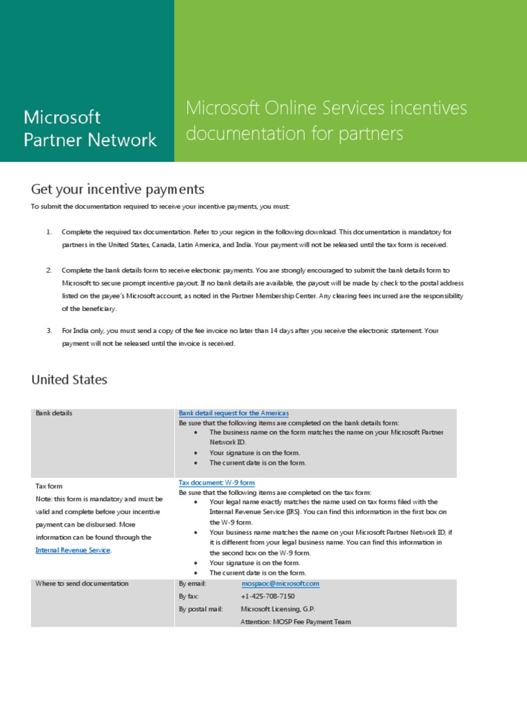Microsoft Online Services Incentives Documentation | PDF | Payments ...