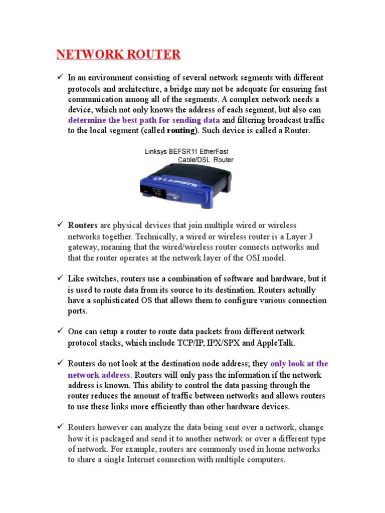 Network Router: Determine The Best Path For Sending Data | PDF | Router ...