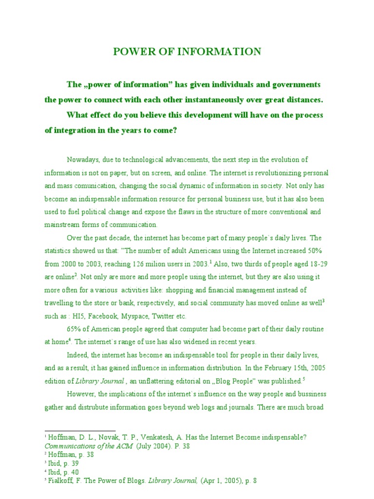 Power of Information | PDF | Globalization | Revolutions