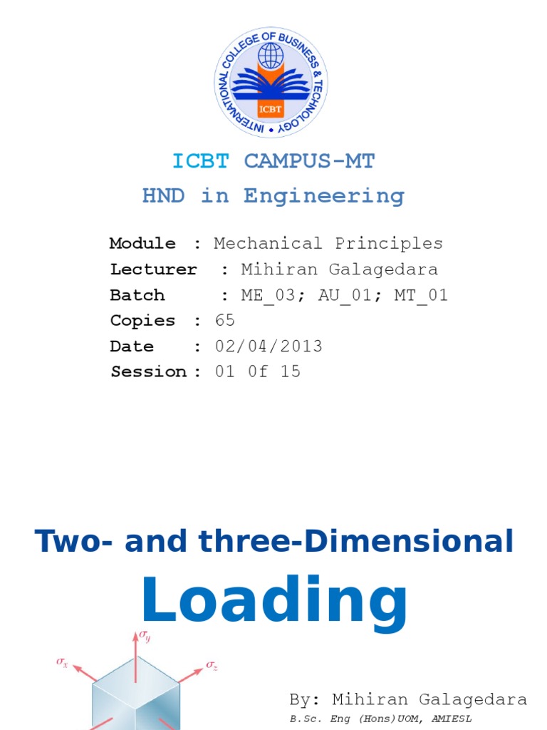 Two Dimensional and 3D Loading | PDF | Deformation (Mechanics) | Stress ...