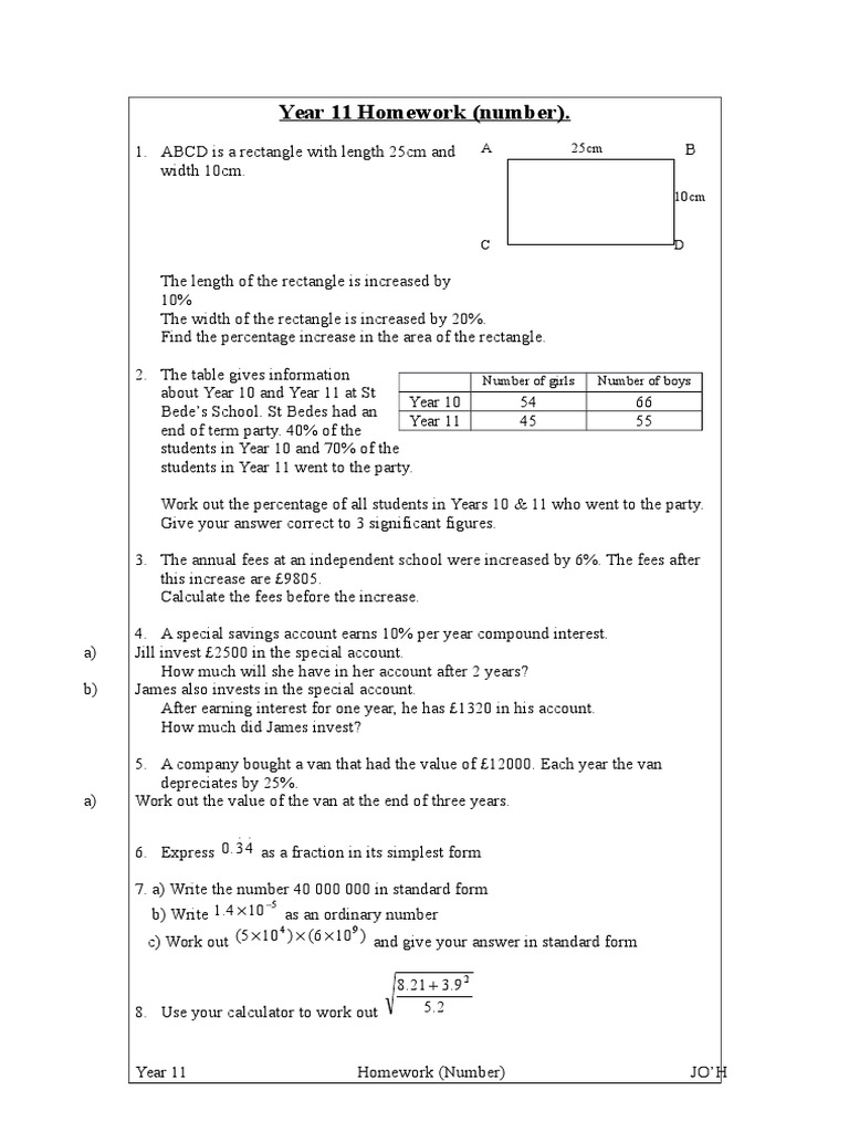 Year 11 Homework (Number) | PDF | Significant Figures | Kilogram